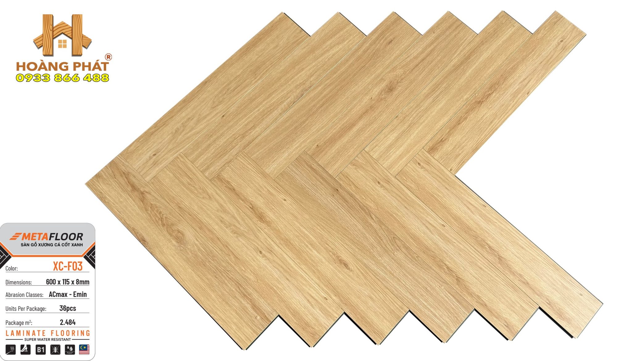 Sàn Gỗ Meta Floor Cốt Xanh Xương Cá XC-F03 - Sàn Gỗ Hoàng Phát