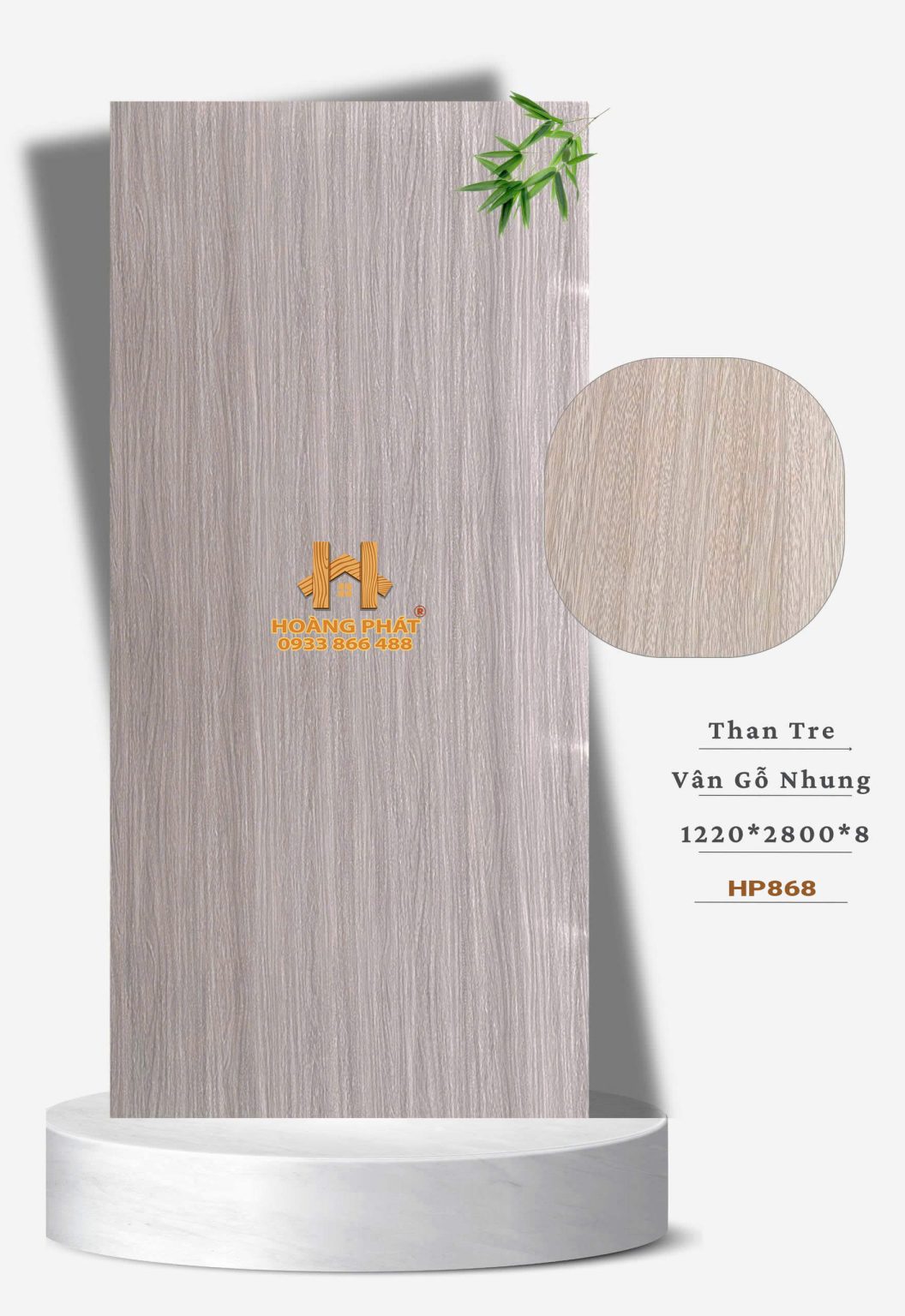 Tấm Ốp Than Tre Vân Gỗ Nhung HP868 - Sàn Gỗ Hoàng Phát